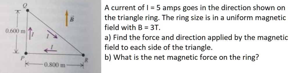 a current of 5 amps goes in the direction shown on the triangle ring ...