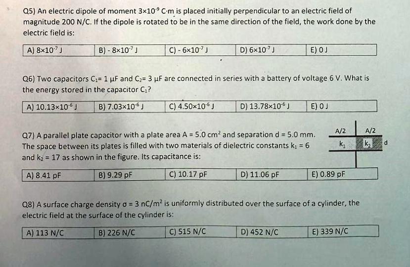 SOLVED: Texts: Provide me with solution steps Q5) An electric dipole of moment 3x10 C-m is ...