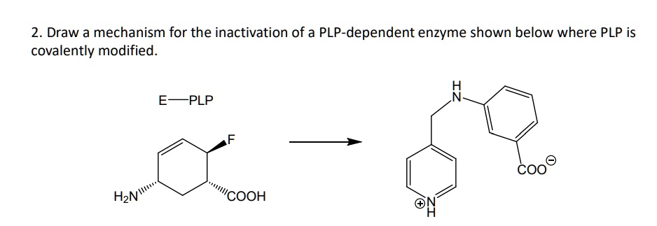 SOLVED: 2. Draw a mechanism for the inactivation of a PLP-dependent ...