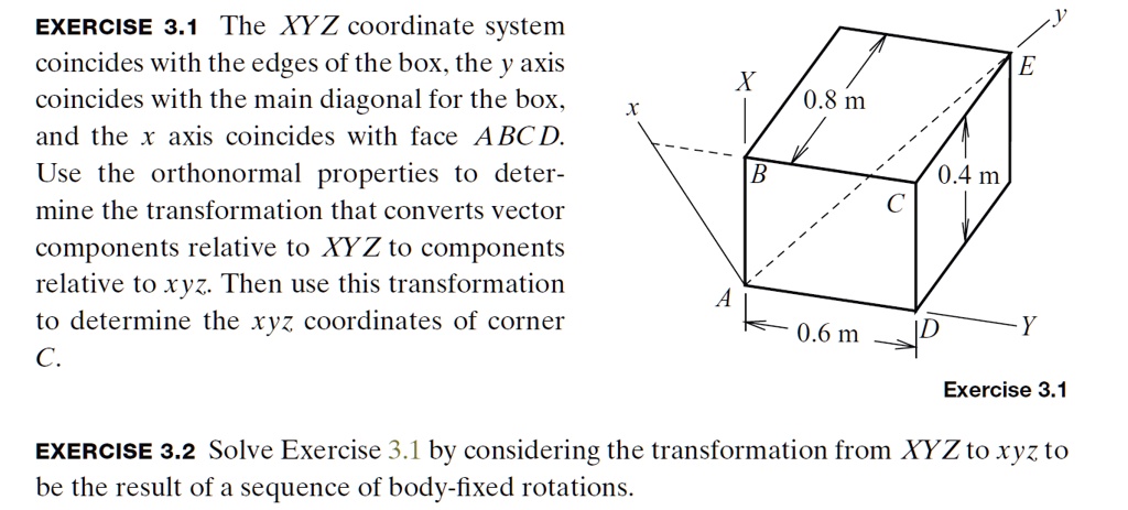 EXERCISE 3.1 The XYZ coordinate system coincides with the edges of the box, the y axis coincides ...