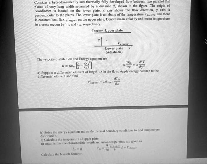 SOLVED: Consider a hydrodynamically and two parallel flat plates of ...