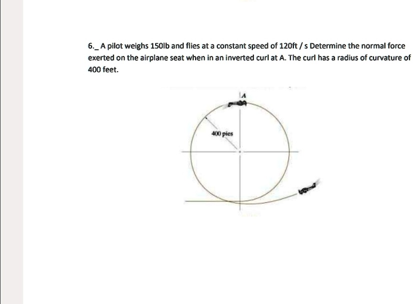 SOLVED: A pilot weighs 150 lb and flies at a constant speed of 120 ft/s ...