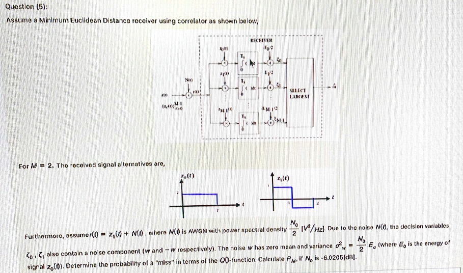 questlon 6 assume a minimum euclidean distance receiver using ...