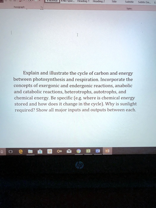 SOLVED: Kurdimd Wc Hle] Sublitlc A Paldgrpt Explain and illustrate the cycle of carbon and ...