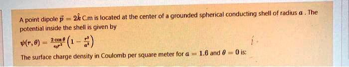 SOLVED: Grounded spherical conducting shell of radius - The A point ...