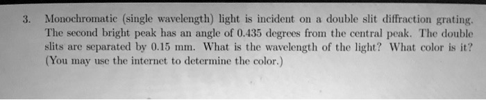3. Monochromatic (single wavelength) light is incident on a double slit ...