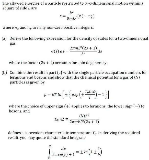 SOLVED: The allowed energies of a particle restricted to two ...