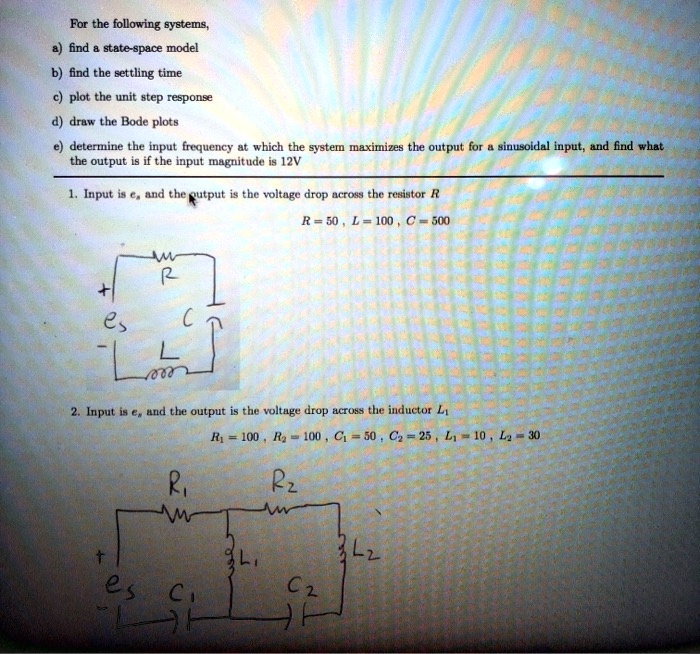 For the following systems, a) find a state-space model b) find the ...