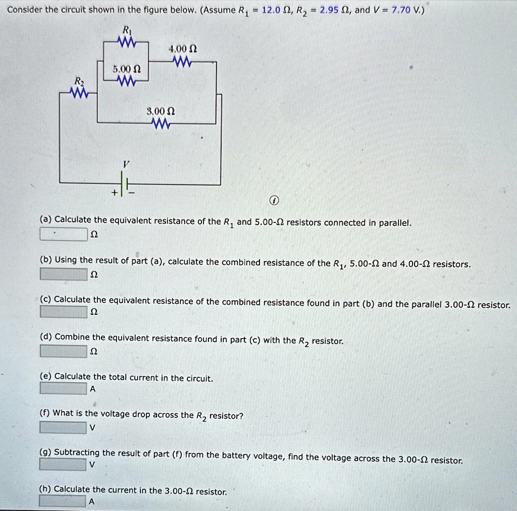 consider the circuit shown in the figure below assume r1 120 r2 295 and v 770v i a calculate the ...