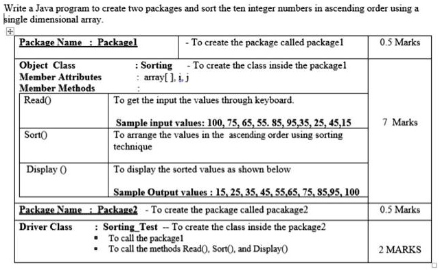 SOLVED: Write a Java program to create two packages and sort the ten ... SOLVED: Write a Java program to create two packages and sort the ten ...