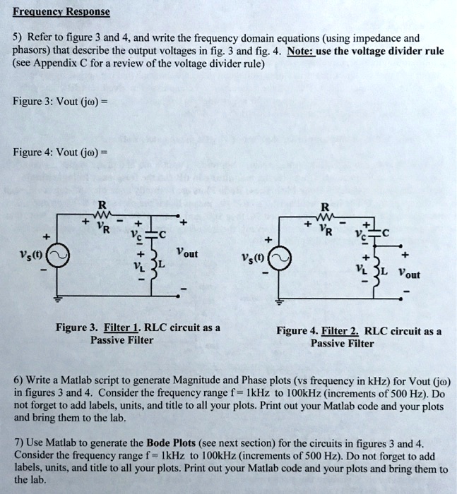 SOLVED: Frequency Response 5. Refer to figure 3 and 4, and write the ...