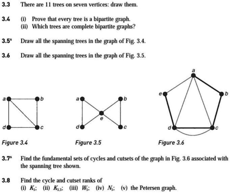 33 there are 4 trees on seven vertices draw them 34 prove that every tree is a bipartite graph ...