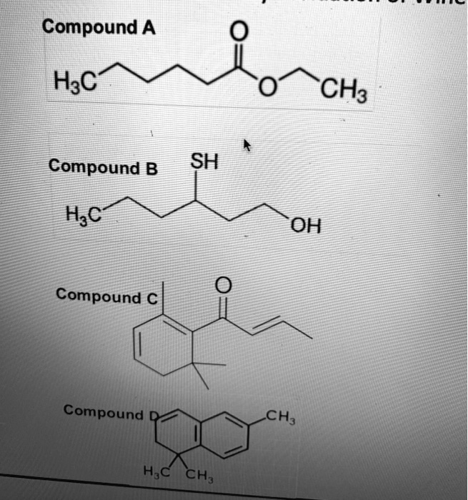 SOLVED: Compound A H3C CHa Compound B SH HyC 'OH Compound € Compound ...