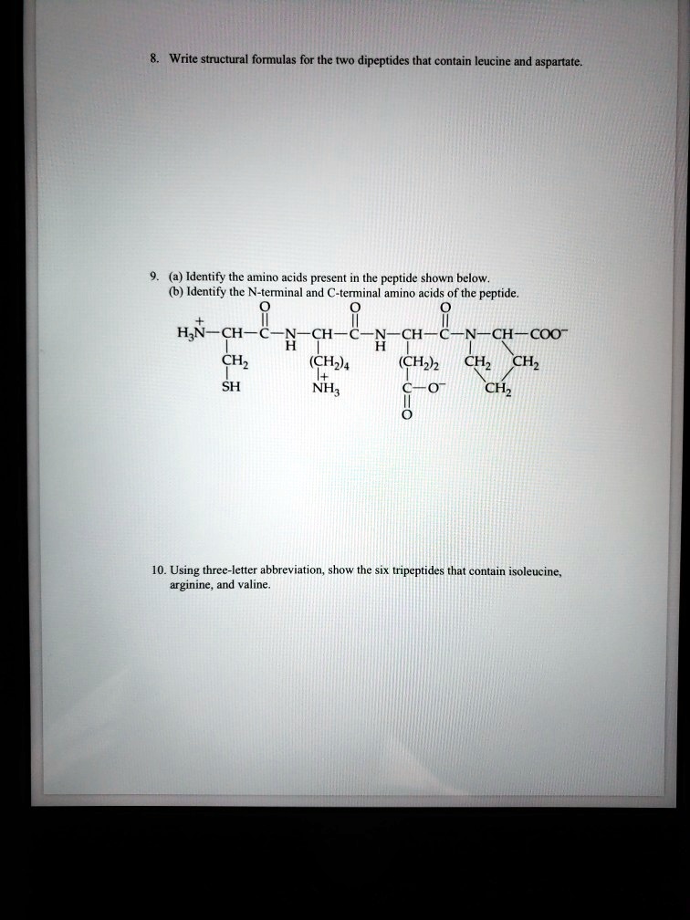 write structural formulas for the two dipeptides that contain leucine ...