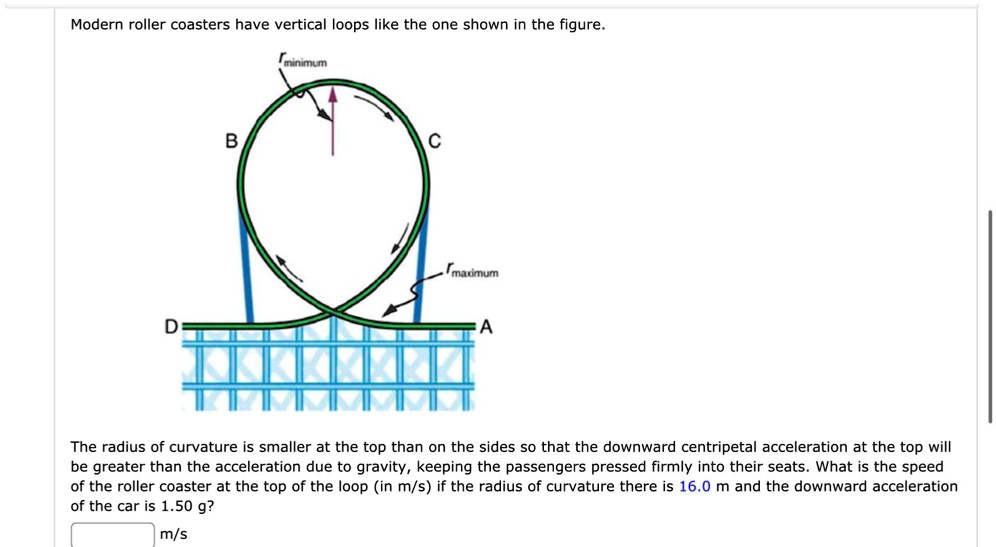 SOLVED: Modern roller coasters have vertical loops like the one shown in the figure. The radius ...