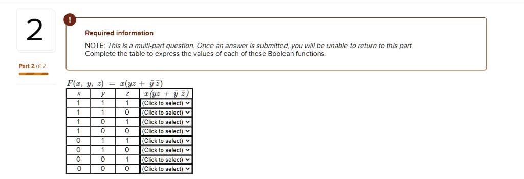 SOLVED: 2 Required information NOTE: This is a multi-part question Once an answer is ...
