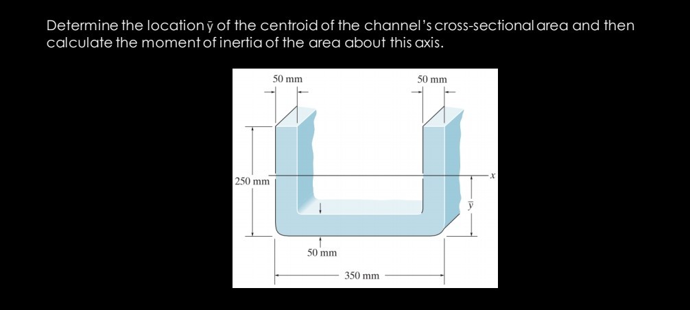 Determine the location y̅ of the centroid of the channel's cross ...