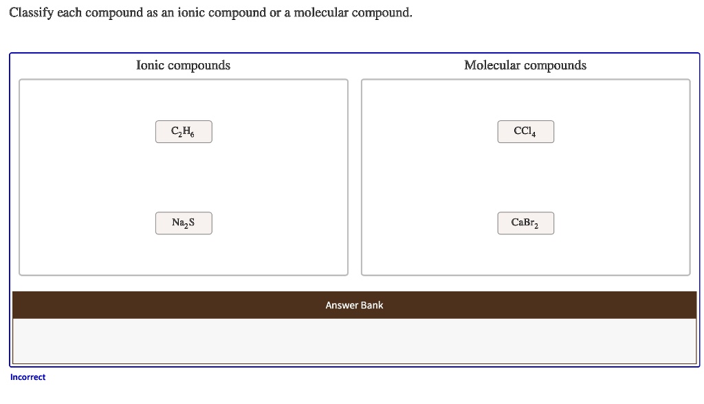 SOLVED: Classify each compound as an ionic compound or a molecular ...
