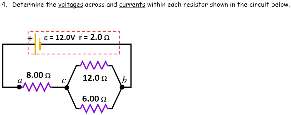 Solved Determine The Voltages Across And Currents Within Each Resistor Shown In The Circuit