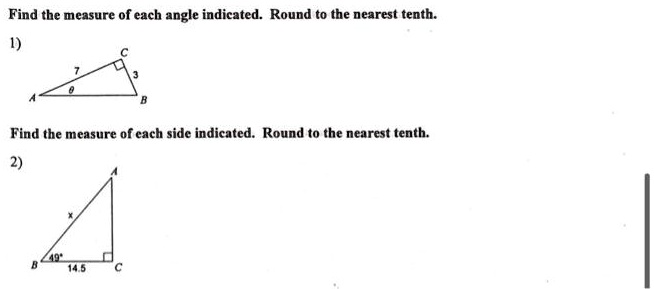 SOLVED: Find the measure of each angle indicated. Round to the nearest tenth: Find the measure ...