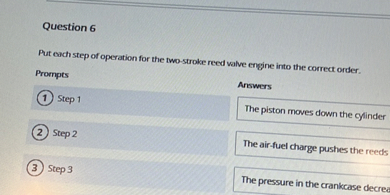 Question 6 Put each step of operation for the two-stroke reed valve ...