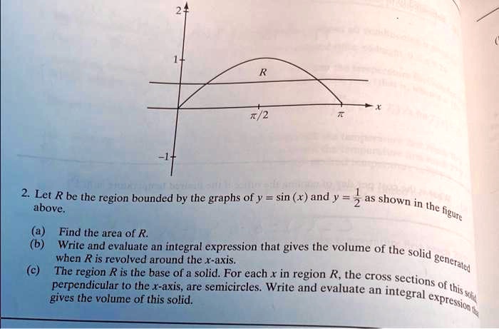 2. Let R be the region bounded by the graphs of y = sin(x) and y = (1 ...
