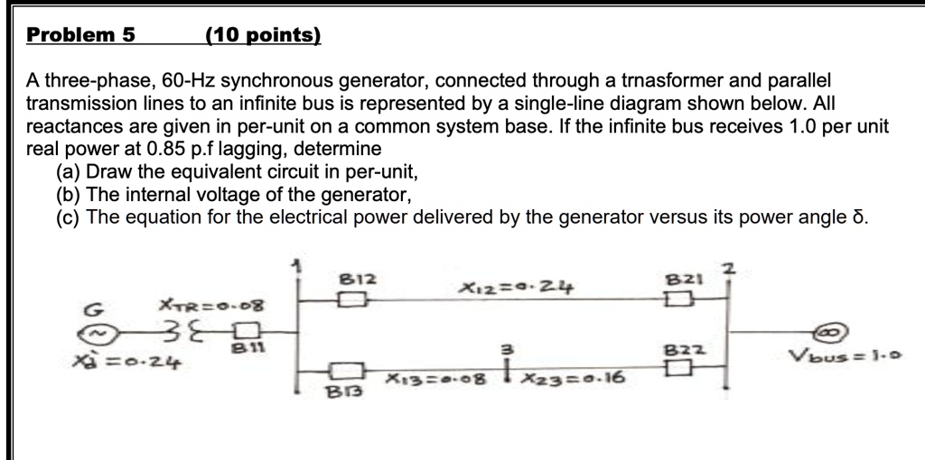 SOLVED: Problem 5 (10 points) A three-phase, 60-Hz synchronous generator, connected through a ...
