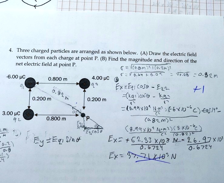 three charged particles are arranged as shown below a draw the electric ...