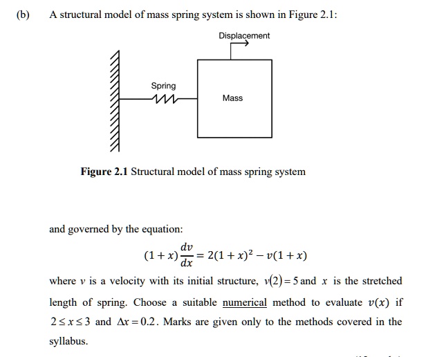 SOLVED:(b) A structural model of mass spring system is shown in Figure ...