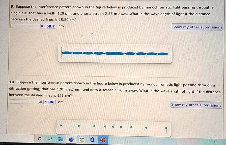 9. Suppose the interference pattern shown in the figure below is ...