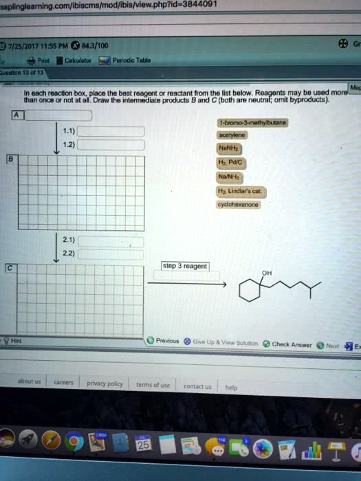in each reaction box place the best reagent or reactant from the list ...