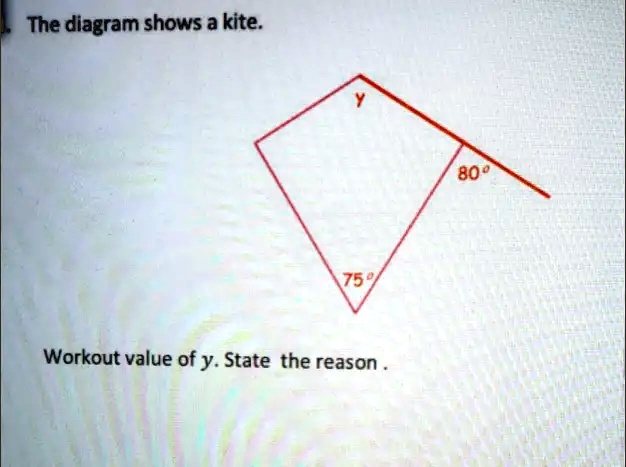 SOLVED: The diagram shows a kite. 800 Workout value of y. State the reason