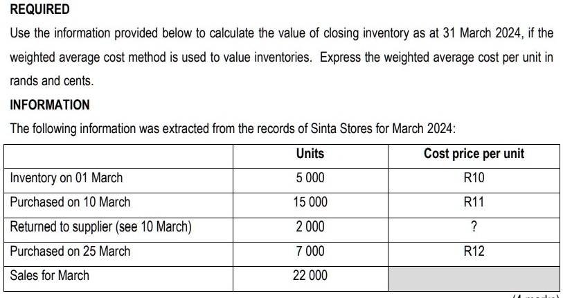 required use the information provided below to calculate the value of ...