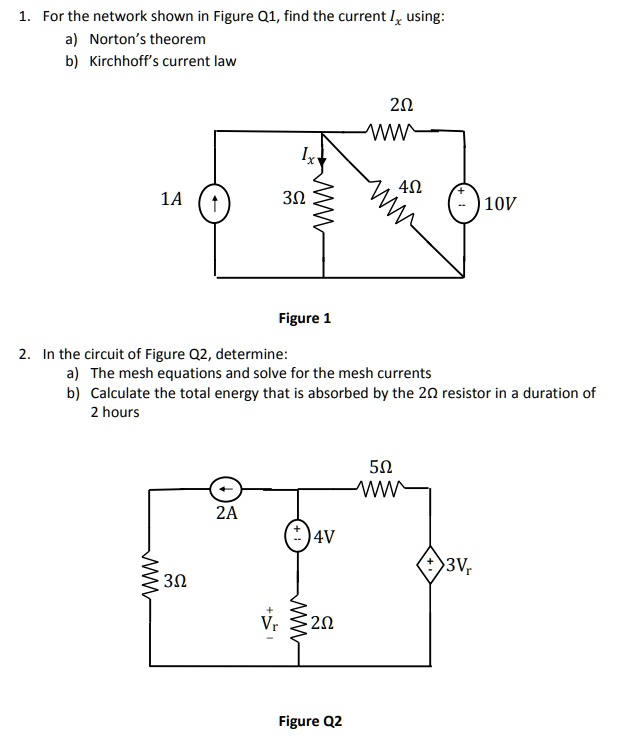 SOLVED: For the network shown in Figure Q1, find the current , using: Norton' theorem Kirchhoff ...