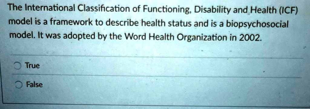 the international classification of functioning disability and health ...