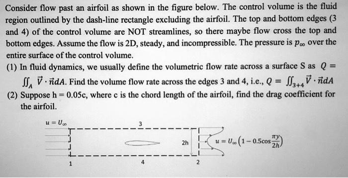 SOLVED: Consider flow past an airfoil as shown in the figure below. The ...
