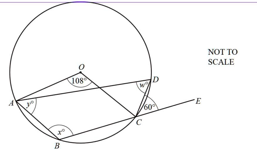 SOLVED: 'A, B, C and D are points on the circle, centre O. BCE is a straight line. Angle AOC ...