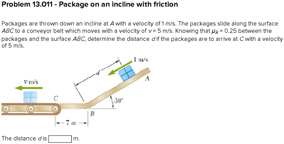 SOLVED: Problem 13.011 - Package on an incline with friction Packages ...