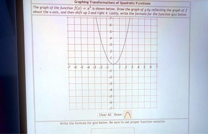 Solved Graphing Transformations Of Quadratic Functions The Graph 0 The Function F 1 Shown