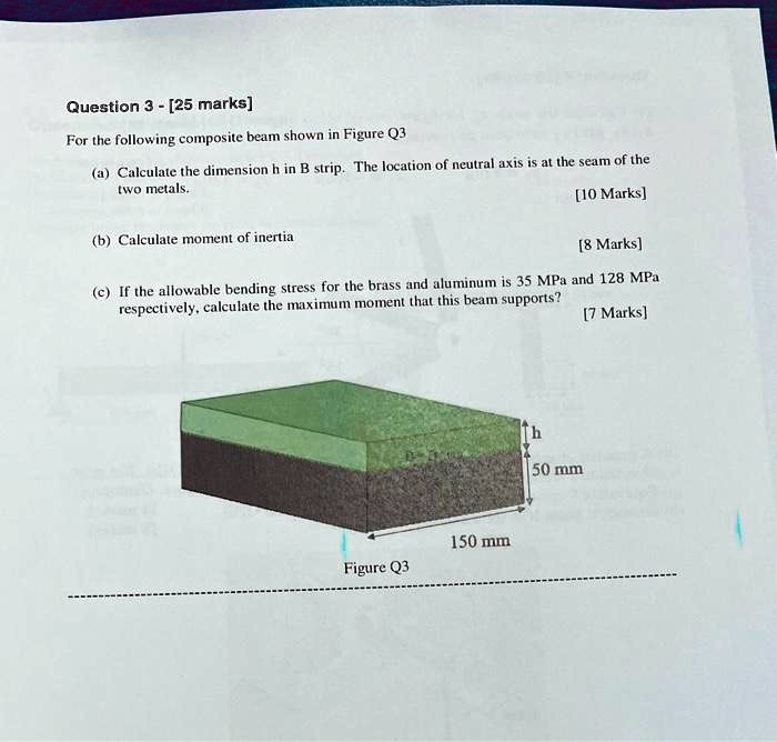 SOLVED: Question 3 - [25 marks] For the following composite beam shown in Figure Q3: a ...
