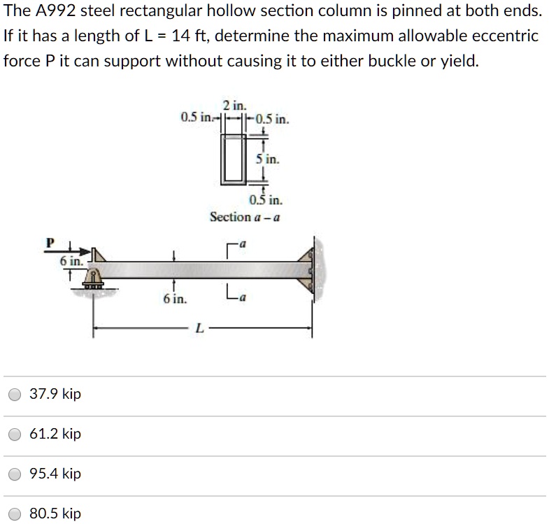 SOLVED: The A992 steel rectangular hollow section column is pinned at ...