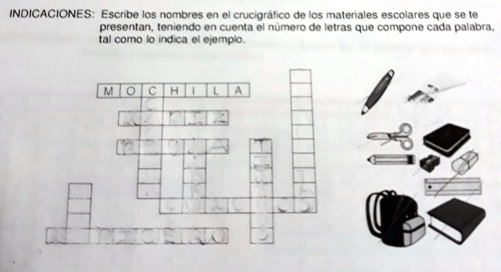 SOLVED: Escribe los nombres en el crucigrama de los materiales ...