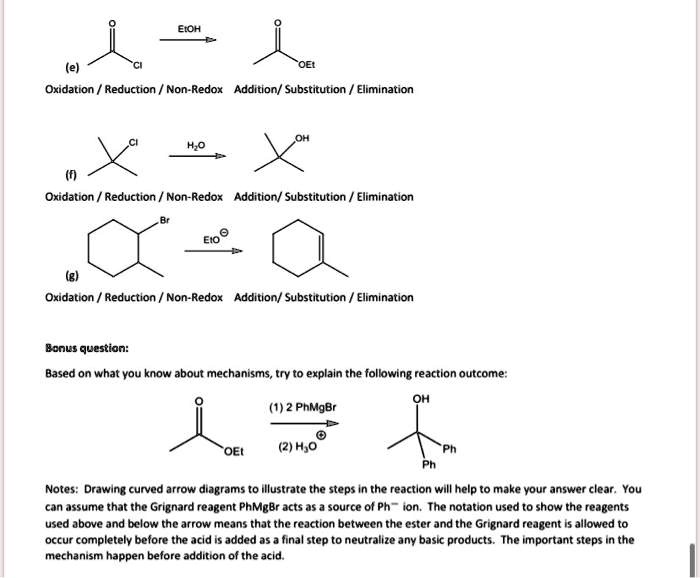 SOLVED: EtoH Oxidation Reduction Non-Redox Addition/ Substitution ...