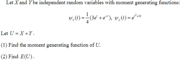 SOLVED: Texts: Let X and Y be independent random variables with moment ...