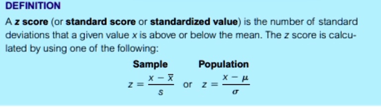 SOLVED: DEFINITION A z score (or standard score or standardized value ...
