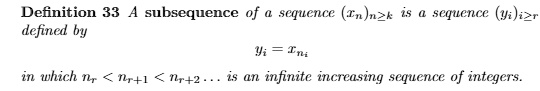 SOLVED: Definition 33 defined by subsequence sequence (Tn)nzk is ...