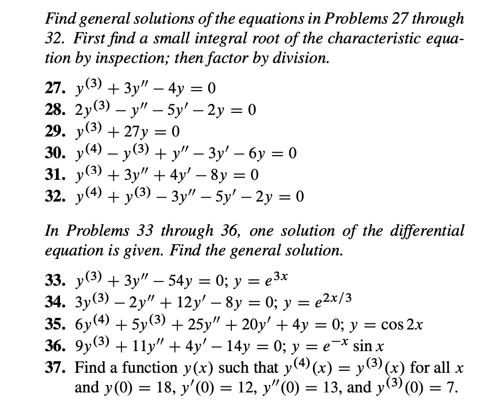 please do 27 and 33 find general solutions of the equations in problems ...