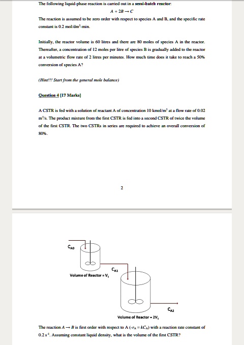The following liquid-phase reaction is carried out in a semi-batch ...