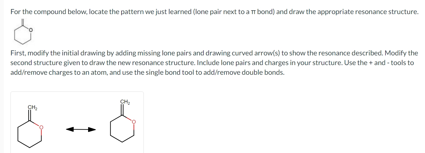 For the compound below, locate the pattern we just learned (lone pair ...