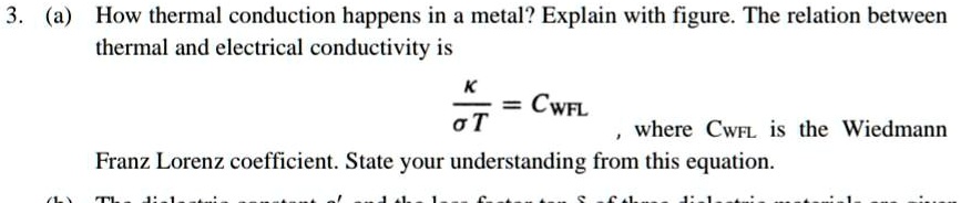 SOLVED: (a) How does thermal conduction happen in a metal? Explain with ...